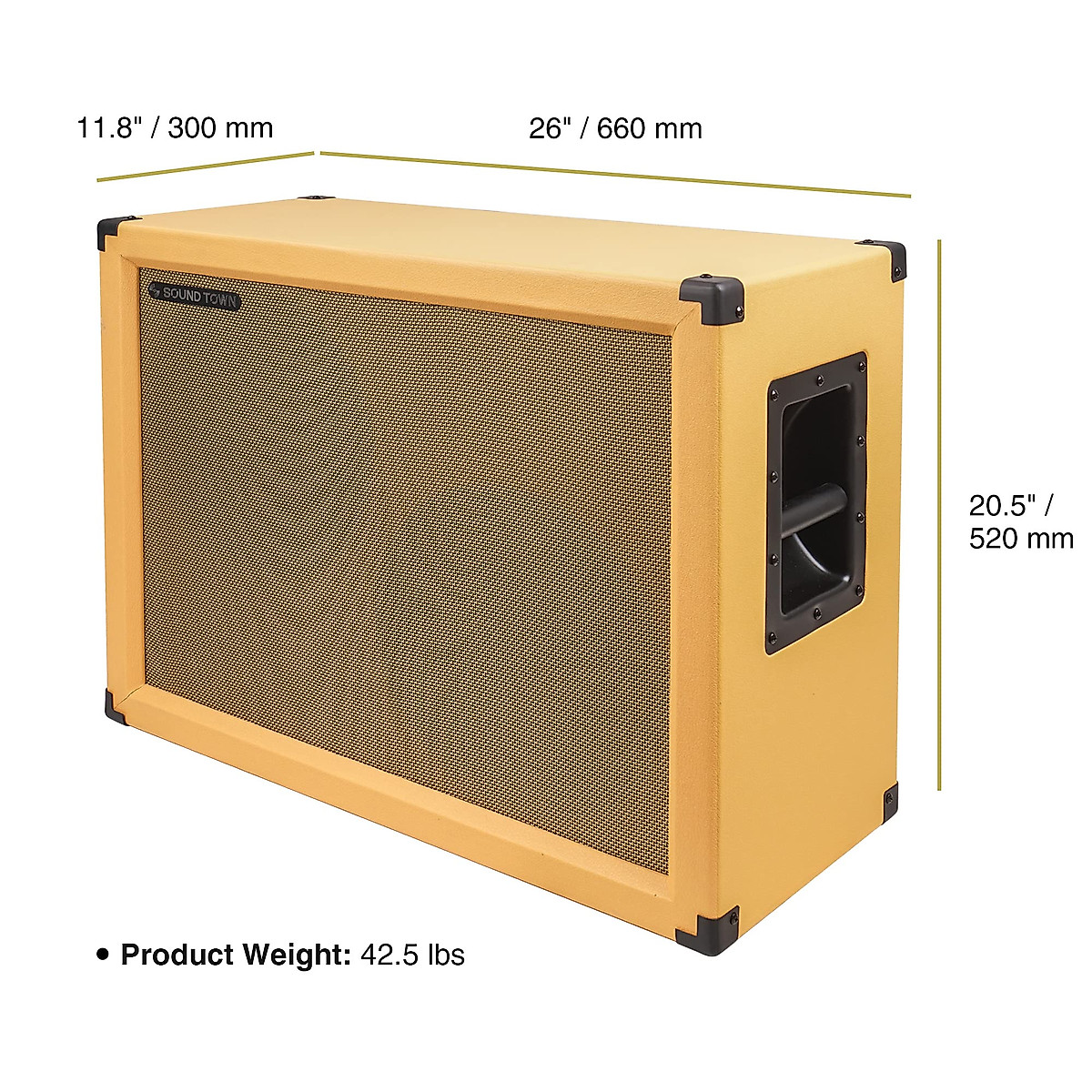 Sound Town 2 x 12" 130W Open-back Guitar Speaker Cabinet, Birch Plywood, Orange Tolex, Wheat Cloth Grille (GUC212OBOR)