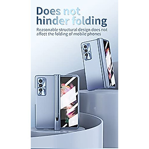 Case with S Pen for Samsung Galaxy Z Fold 3 5G 2021 with Removable Hinge Protection Holder and Built-in Camera Lens Protector and Front Screen Protector