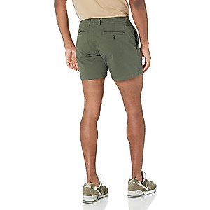 Amazon Essentials Men's Slim-Fit 5" Flat-Front Comfort Stretch Chino Short (Previously Goodthreads), Dark Green, 32