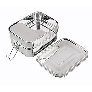 MORE-ECO Classic Stainless Steel Bento Lunch Box Lunch Container Design Holds a Variety of Foods - Metal Bento Box - Dishwasher Safe - Stainless Lid - Stainless 5-in-1