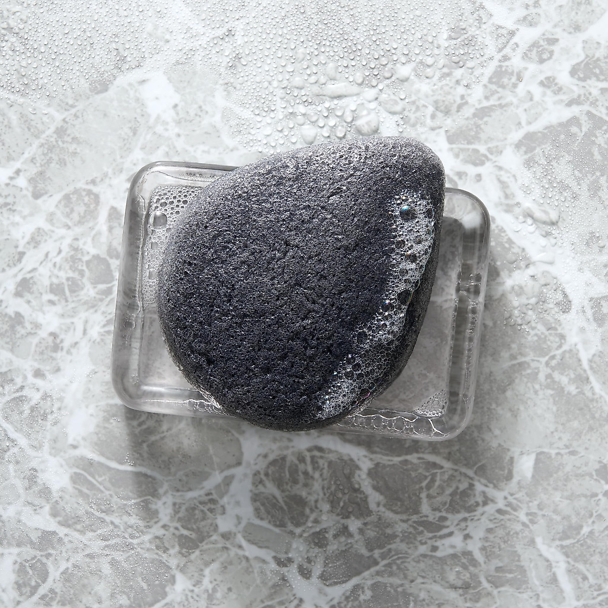 Julep Single Konjac Sponge - Face - Skin-Clarifying Charcoal Gentle Exfoliating Cleansing Tool with Convenient Suction Cup Hook