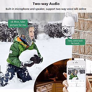 Funxwe 5MP 30X Optical Zoom WiFi Security PTZ Camera ​Wireless Wired CCTV Surveillance with Onvif Two Way Audio, Motion Detection Auto Tracking, Color Night Vision 330ft