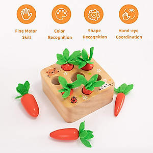 XJYQJD Montessori Toys for Babies 6-12 Months, Carrot Pulling Baby Toys 6 to 12 Months Carrot Harvest Game Fine Motor Skills Toys for 1 Year Old Toddlers Boys Girls Birthday Gifts