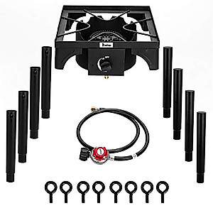 Portable Grill Propane Gas Stove, Gas Burners For Cooking Outdoor, Patio 1 Burner w/Detachable Legs For Camp Cooking Camping Picnic (Single Burner 75000-BTU)