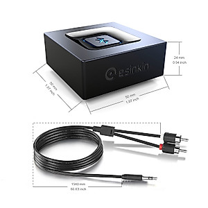 Esinkin Bluetooth Audio Adapter(Include AC to DC Power Adapter /3.5mm to RCA Audio Cable/USB to DC Charging Cord) + RCA to 3.5mm Adapter Audio Cable -5 Feet