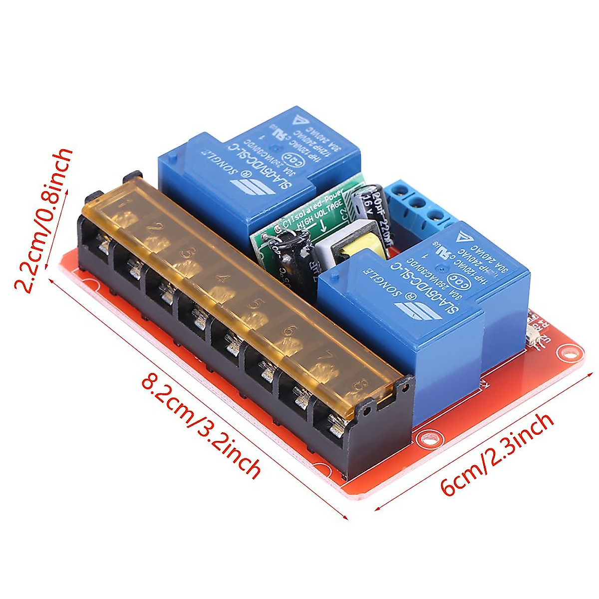 AC100V-250V 30A High Power 2-Channel Relay High Current DC5V High-Low Level Trigger Switch Module for