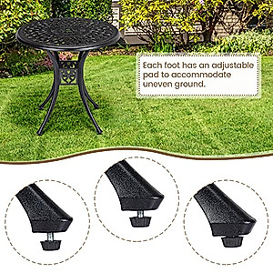 IDEALHOUSE Patio Bistro Table, Cast Aluminum Round Outdoor Table, Bistro Table with Umbrella Hole, for Poolside, Deck, Porch, Backyard, Garden, Balcony, Dia 30.25" x H 29.5", Black