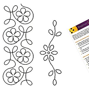 Quilting Stencils for Machine and Hand Quilting - 2 Quilting Stencils for Border Patterns - Ginger Flower Border, Flower Plastic Quilt Stencil Set with Guide