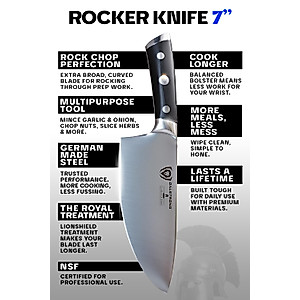 Dalstrong Herb & Salad Rocking Mincing Knife - 7 inch - Gladiator Series Elite - German HC Steel - w/Sheath - Vegetable Knife - Kitchen Knife - NSF Certified