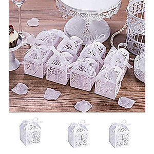 Sohapy 50Pcs Baptism Christening Favor Boxes Candy Boxes Bag Gift Box Baby Shower Favor for Baby Cute Birthday Decoration Shower Party decoration Supplies (white)