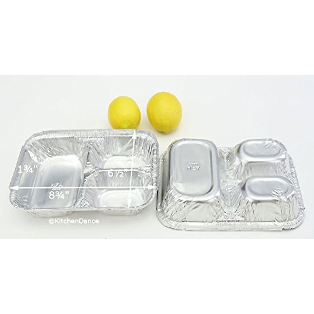 Disposable Aluminum 3 Compartment T.V Dinner Trays with Board Lid #210L (100)