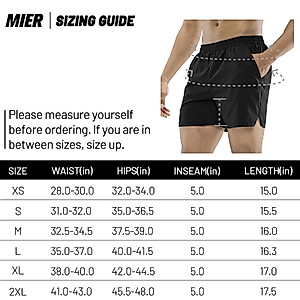 MIER Men's Workout Running Shorts Quick Dry Active 5 Inches Shorts with Pockets, Lightweight and Breathable, Black, S