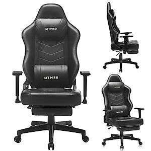 SITMOD Gaming Chairs for Adults Computer Chair with Footrest Racing Lumbar Support Gamer Chair Comfy Massage PC Leather Ergonomic Chair High Back Reclining Adjustable Swivel Video Game Chairs