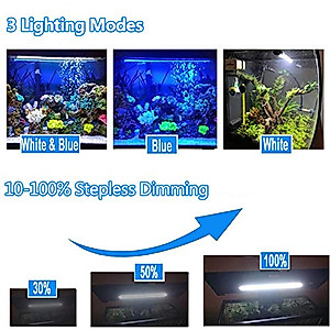 MingDak Submersible LED Aquarium Light,Fish Tank Light with Timer Auto On/Off, White & Blue LED Light bar Stick for Fish Tank, 3 Light Modes Dimmable,8W,15 Inch
