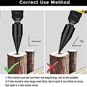 Removable Firewood Log Splitter Drill Bit, Wood Splitter Drill Bits,Heavy Duty Drill Screw Cone Driver for Hand Drill Stick-hex+Square+Round (32MM)
