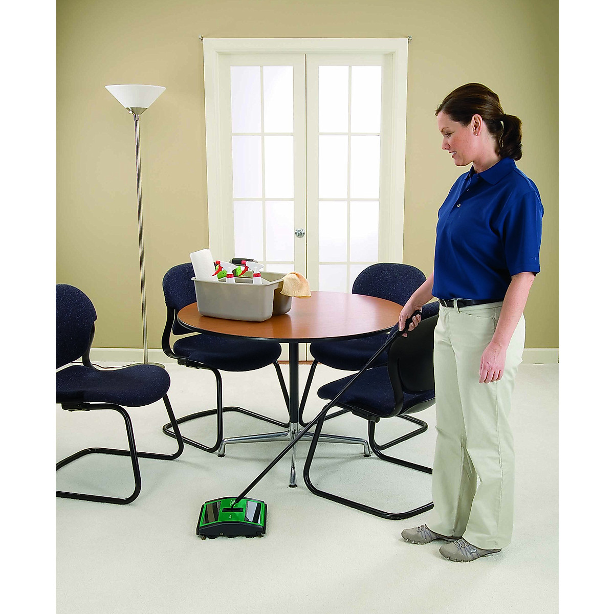 BISSELL BigGreen Commercial BG21 Sweeper with 2 Rows of Rubber Rotors, 9-1/2" Cleaning Path, Green