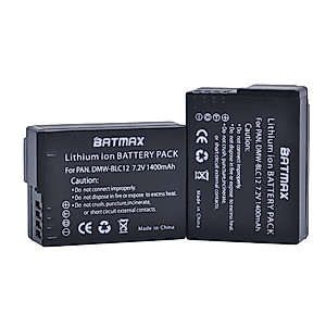Batmax 2 Pack DMW-BLC12 Battery and Replacement Charger for Panasonic DMW-BLC12, DMW-BLC12E, DMW-BLC12PP Battery; Lumix DMC-FZ200, DMC-FZ1000, DMC-G5, DMC-G6, DMC-G7, DMC-GX8, DMC-G85, DMC-GH2