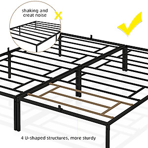 SunnyFurn King Metal Bed Frames,Heavy Duty Steel Slat Support Noise Free No Box Spring Needed and Easy Assembly