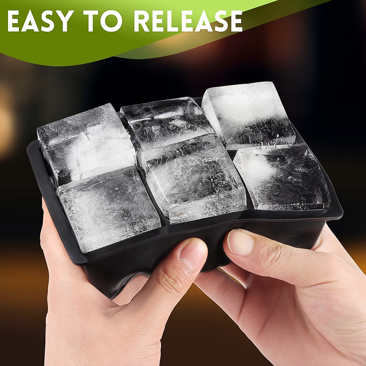 Ice Cube Trays Silicone,2 Pack Large Square Ice Cube Molds with Removable Lids,Stackable Big Ice Trays for Freezer,Ice Maker Reusable and BPA Free for Whiskey, Cocktail, Chilled Drink