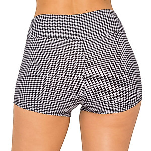 ALWAYS Women Workout Yoga Shorts - Premium Soft Solid Stretch Cheerleader Running Dance Volleyball Short Pants Houndstooth 2007 XL