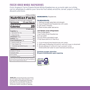 Augason Farms Freeze Dried Whole Raspberries #10 Can, 8 oz