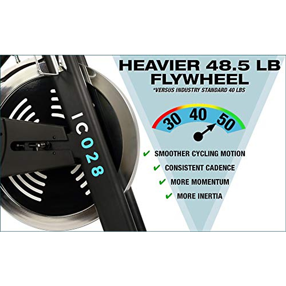 EFITMENT Pro Belt Drive Indoor Cycle Bike with 48.5 lb Flywheel, Leather Pad Resistance & LCD Monitor - IC028