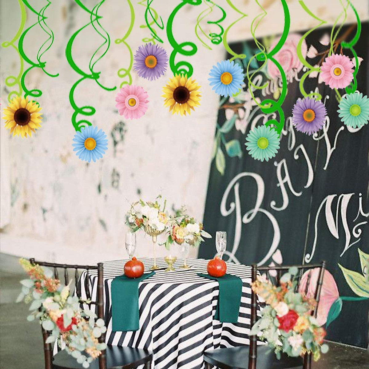 Anor Wishlife 30Ct Autume Summer Spring Sun Flower Hanging Swirl Decorations,Themed Birthday Party,Party Supplies,Ceiling Decorations for Girls,Boys,Kids, Bedroom,Classroom,Baby Shower