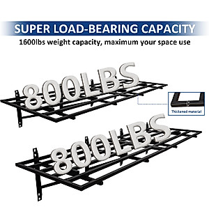 SGOLAN Garage Wall Shelving, 2-Pack Heavy Duty Floating Storage Racks, 2x6ft Wall Shelving System Shelf 1600 lbs Load Capacity Suitable for Garage Storage, Shed, Shop