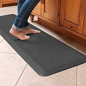 GelPro NewLife Designer Comfort Ergo-Foam Cushioned Anti-Fatigue Kitchen Floor Mat, Stain-Resistant, Waterproof, Non-Slip Padded Desk/Office Mat, 20" x 72", Grasscloth Charcoal