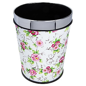 BESPORTBLE Large Laundry Hamper Trash Can Wastebasket Flower Garbage Bin for Bathroom Kitchen Bedroom Office Holds Trash Waste Garbage Recycling 6L Stainless Steel Trashcan