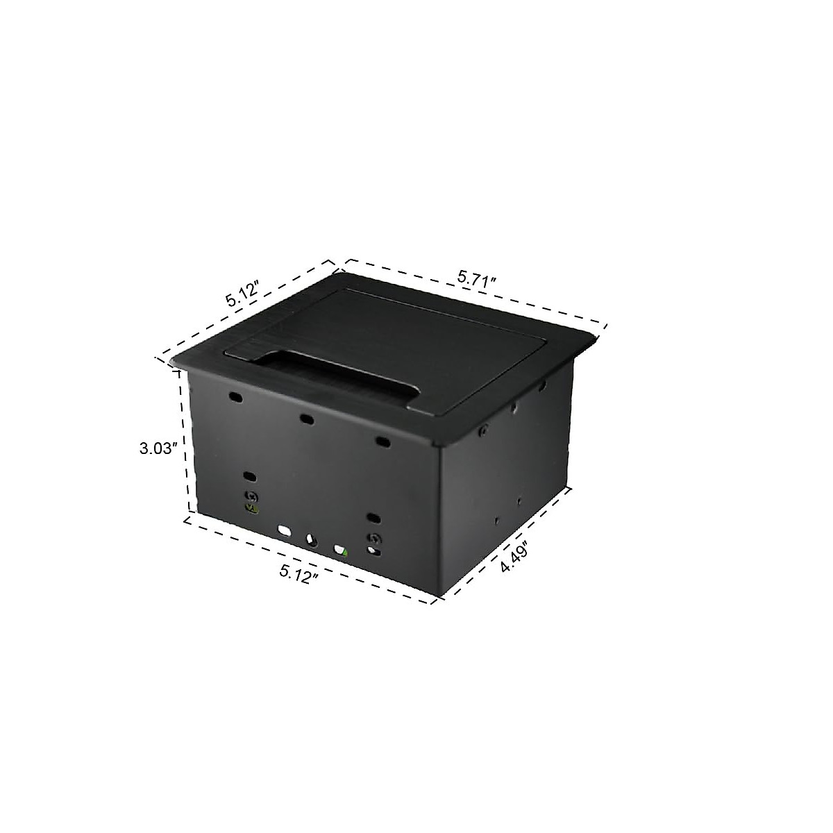 Tabletop Brush Flip Connectivity Box with 2 AC Power + 2 USB Charger + HDMI + 1 3.5mm Audio + USB-C Data + RJ45(cat6) for Conference Room (Black)