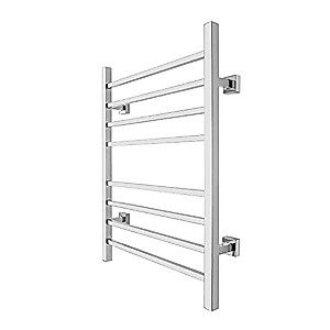 WarmlyYours TW-SR08PS-HP 8-Bar Sierra Electric Heated Bath Towel Warmer Rack, Dual Connection, Hardwired and Plug-in, Wallmountable, Programmable Timer, Stainless Steel, Polished Stainless