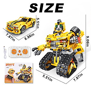 Sciencow 2-in-1 Build a Robot Kit,901 Pieces Remote & APP Controlled Robot or Race Car,Robotic Building Blocks Toys STEM Projects for Kids Ages 8 9 10 11 12 13 14,Chirstmas Birthday Gift for Boys