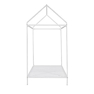 Merax Montessori Bed Twin Metal House Bed for Kids Boys,Girls, No Box Spring Needed, Noise Free (Twin,White)