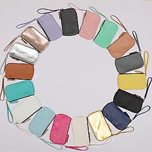 CRAZITAYA Wristlet Wallets for Women,Colorful Girls Leather Wallets Clutch Purse,Women's Wristlet Wallets Leather Handbags (Silver)