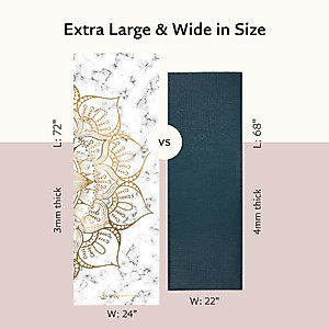 Shakti Warrior Lotus yoga mat - Premium Printed Natural Eco-friendly Non-Slip Mat Great for Hot Yoga, Pilates, Workouts (72 inch x 24 inch x 3mm thick)