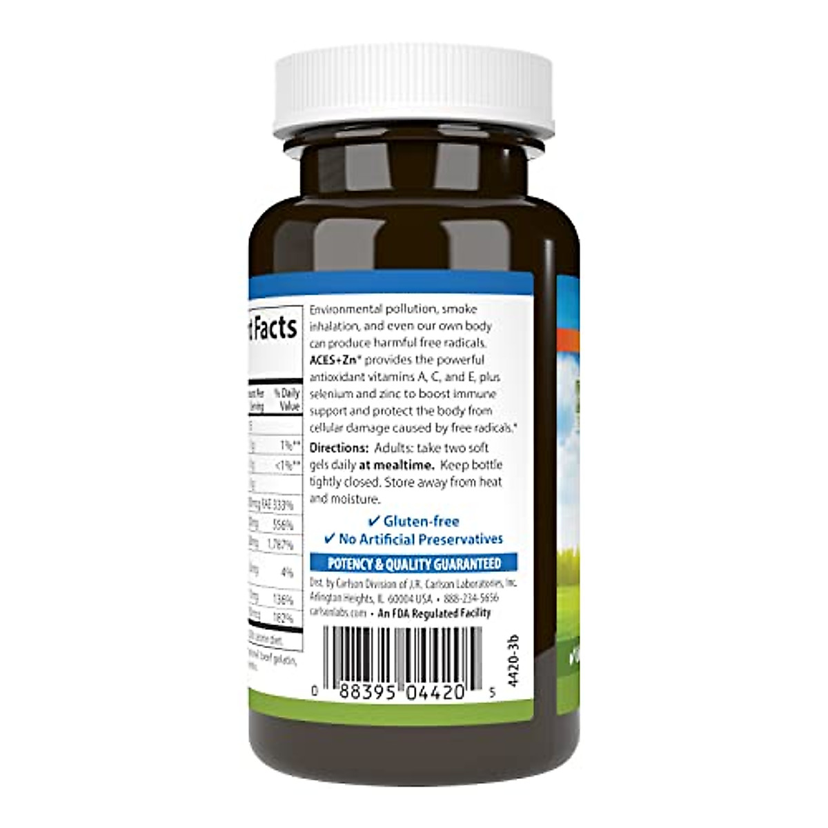 Carlson - ACES + Zn, Vitamins A, C, E + Selenium & Zinc, Cellular Health & Immune Support, Antioxidant, 60 Softgels