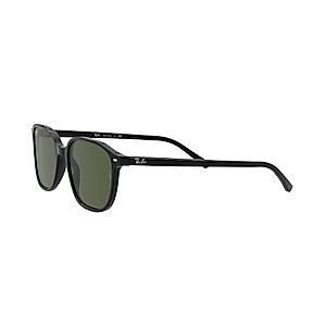 Ray-Ban RB2193 Leonard Square Sunglasses, Black/G-15 Green, 53 mm
