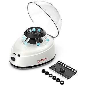 FOUR E'S SCIENTIFIC Mini Centrifuge 5400rpm, 2000 x g RCF with 2 Interchangeable Rotors for 0.2/0.5/1.5/2mL Tube Capacity - NOT for Blood Samples