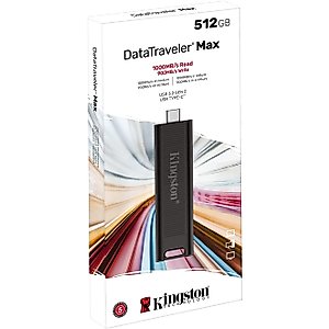 Kingston Flash Drive DataTraveler Max 512GB USB 3.2 High Speed 1000MB/s USB Type-C for Computer (DTMAX/512GB) Bundle with 1 Everything But Stromboli Lanyard