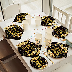 Kepeel 96Pcs 50th Birthday Party Tableware Set, Back in 1975 Birthday Party Decorations Supplies for Men Women Cheers to 50 Years Disposable Paper Plates Napkins Forks Favors, Serve 24