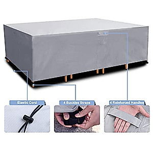 Outdoor Patio Furniture Cover, 420D Heavy Duty Waterproof UV-Resistant Snow Protection Patio Couch Cover for 9-13 Piece Rectangular/Oval Dining Tables, 124" L X 70" W X 27" H