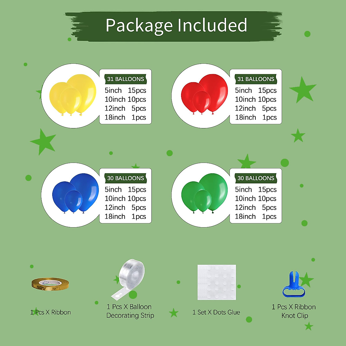 HYOWCHI Cartoon Friends Birthday Party Supplies - 124 Pcs Cartoon Theme Balloon Garland Arch Kit, Red Blue Yellow Green Latex Balloon Arch For Friends Inspired Birthday Party Decorations