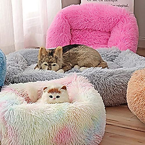 Bed Xs Size Warm Winter Square Super Soft Sleeping Dog Bed Long Plush Washable Cat Mat Basket Puppy House 1Pcs Light Pink