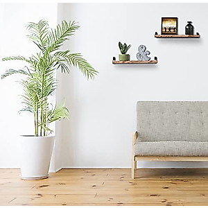 IKJZIZP Rustic Floating Shelves for Wall Decor Wood Wall Shelves for Bedroom Living Room Set of 5 Carbonized Black