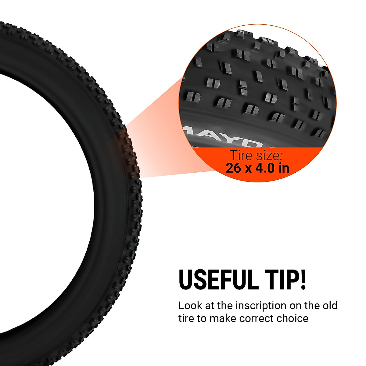 Himiway 26" Mountain Bike Tires 26×4 Replacement Bike Tire Compatible with Most 26 x 4.0 Road Mountain MTB Hybrid Electric Bike Bicycle Tires and Tubes, Black 1 Pack