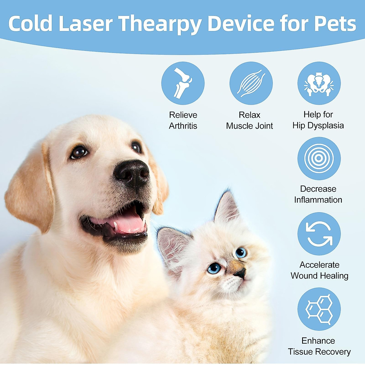 Fimem Red Light Therapy for Dogs, 4x980nm+4x810nm+16x660nm Infrared Red Light Therapy Machine for Pain of Animals, Cold Laser Therapy Machine for Cats and Horse, Hand-held Therapy Laser for Pets
