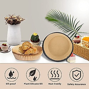 Air Fryer Parchment Paper, 50Pcs Natural Color Household Non-Stick Baking Paper 6.3 Inch Round Disposable Pad Oil Paper Oven Liners Paper, for Oven Air Fryer Baking Roasting Microwave Frying Pan