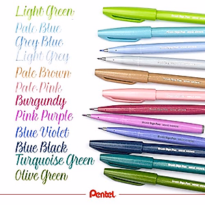 Pentel Brush Sign Pen Pastel colors SES15C - Brush Nib - Fibre Tip