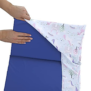 Everything Kids Unicorn, Castle, Rainbow Blue, Pink and Lavender Preschool Nap Pad Sheet